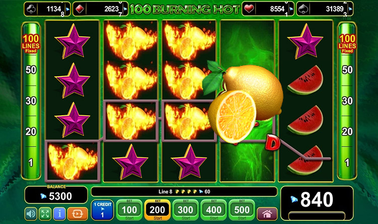 Play 100 Burning Hot Slot Game Online on ICE36 Casino